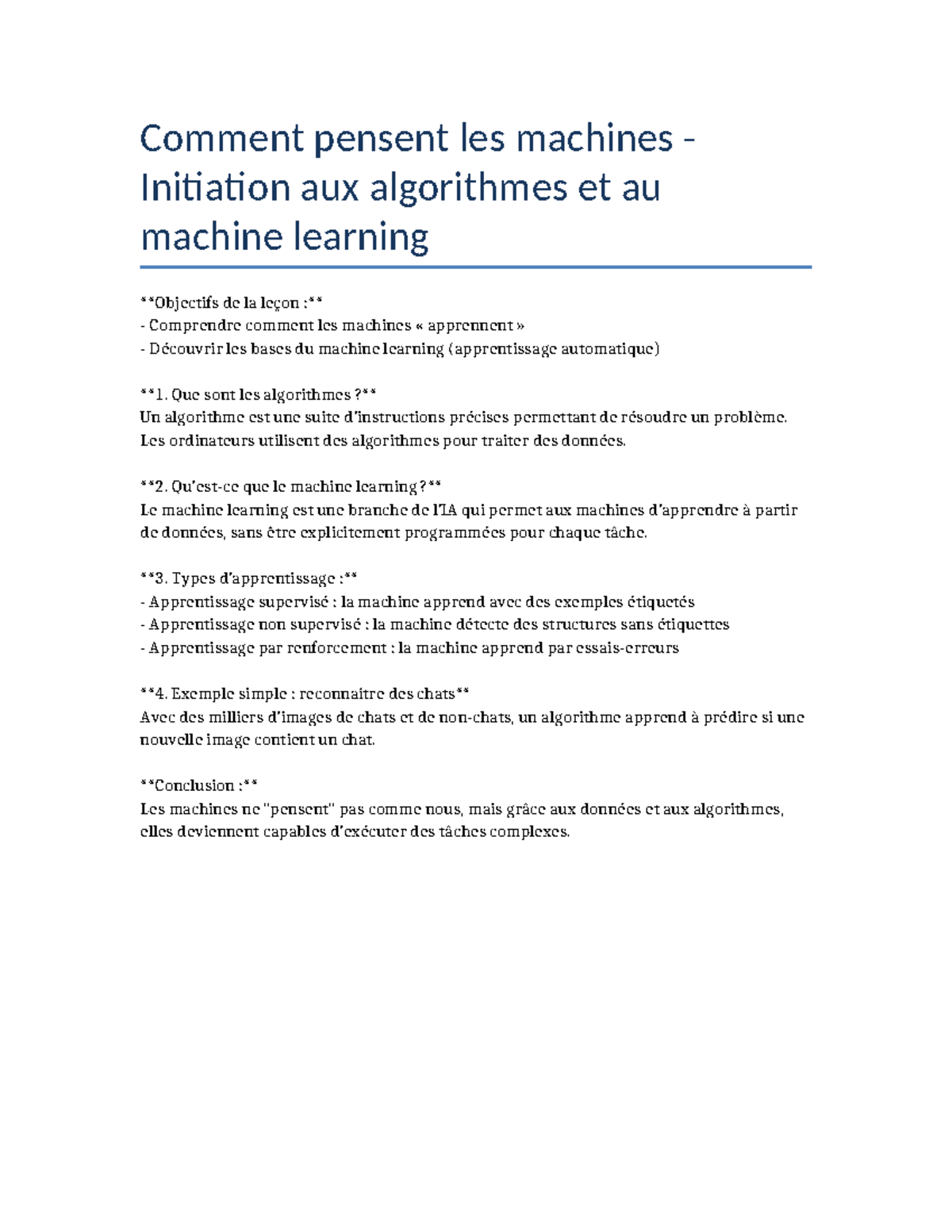Comment pensent les machines - Initiation aux algorithmes et au machine learning - Comment ...