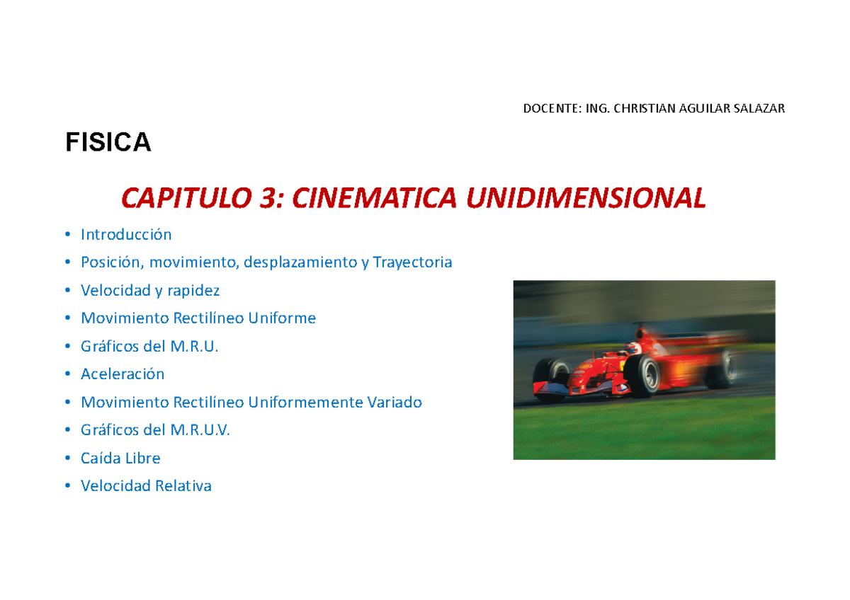 Cap 3 - Cinematica(1) - Aguilar Christian - ####### FISICA CAPITULO 3: CINEMATICA UNIDIMENSIONAL ...