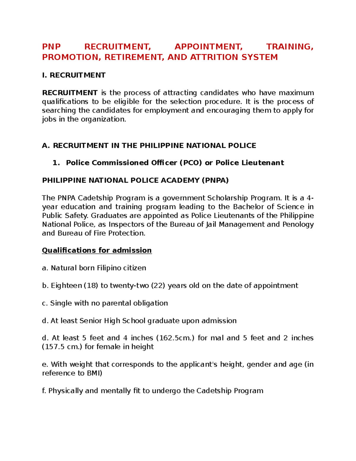 PNP Recruitment & Appointment Procedures: Training, Promotion ...