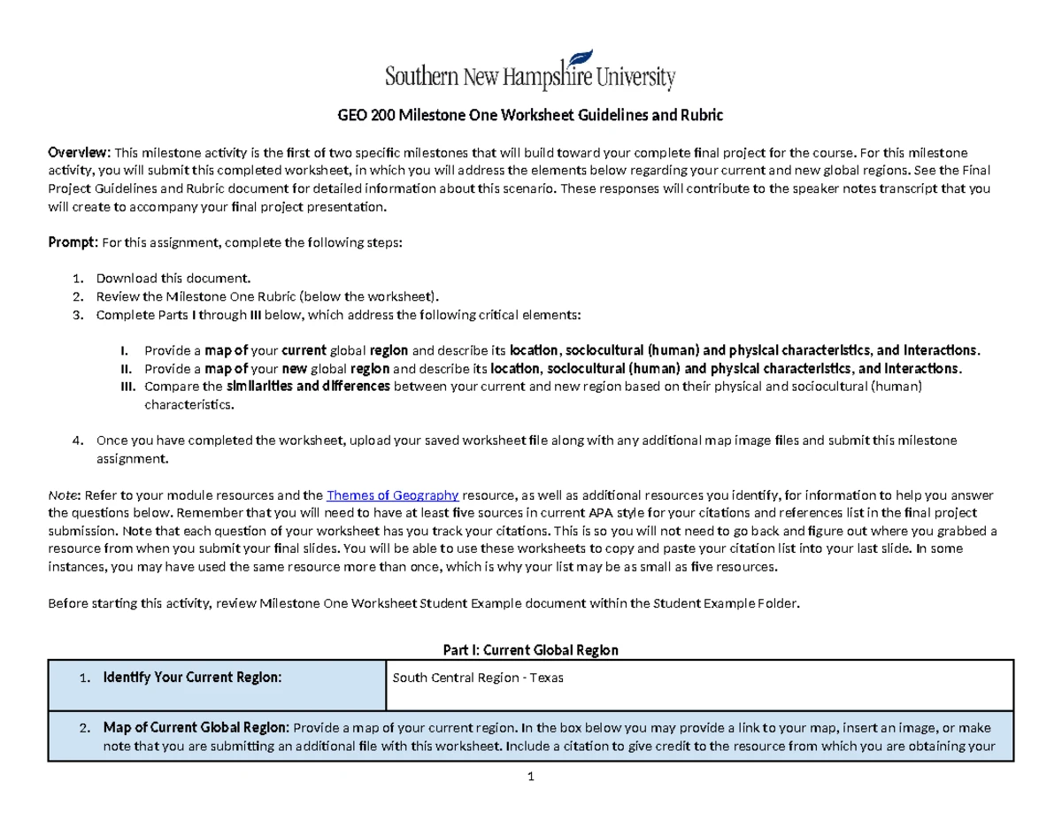 GEO 200 Worksheet Guidelines: Analyzing the Russian Core Region - Studocu