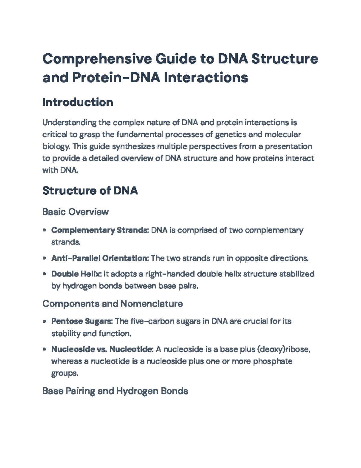 Comprehensive Guide to DNA Structure & Protein Interactions (BIO101 ...