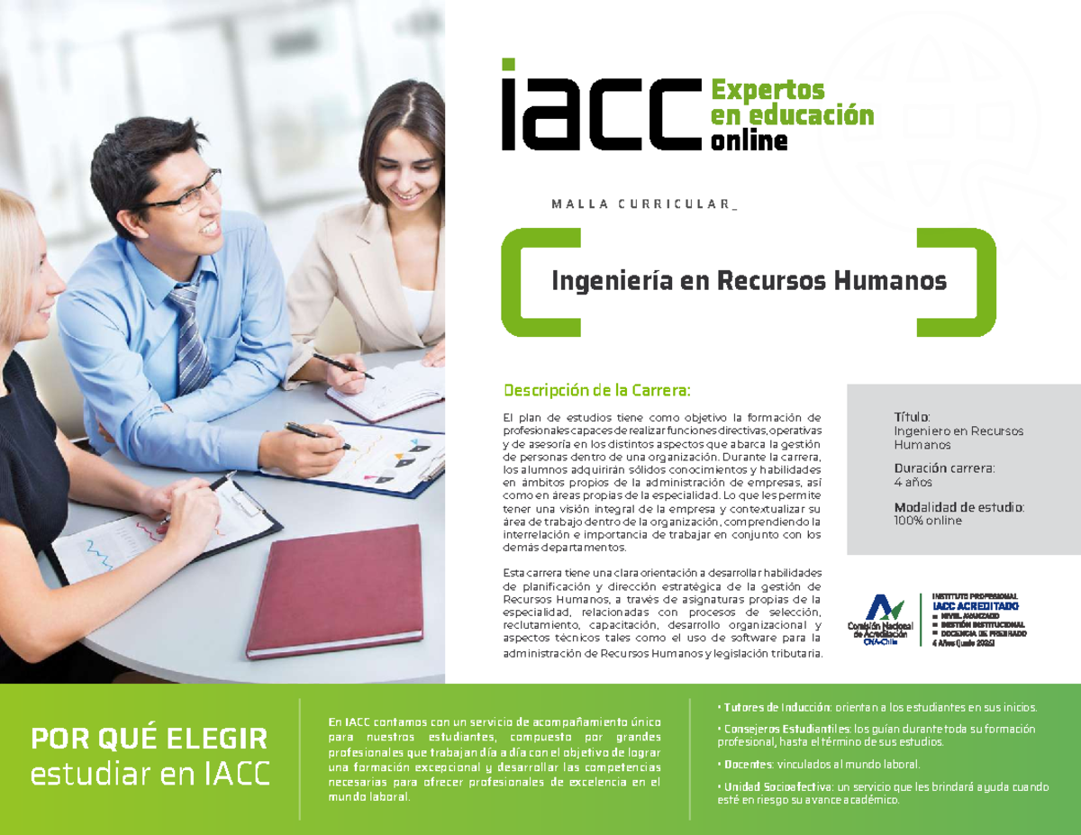 Ingeniería en Recursos Humanos: Malla Curricular y Diplomas IACC - Studocu