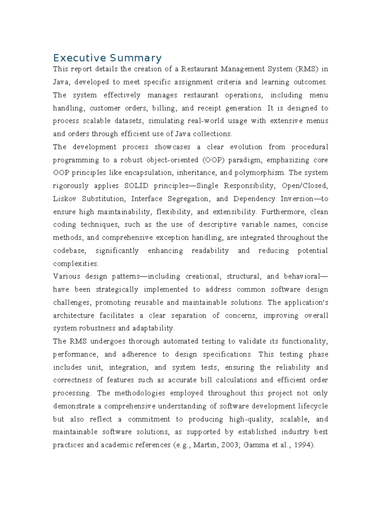 RMS Development: Applying SOLID Principles in Java OOP - Studocu