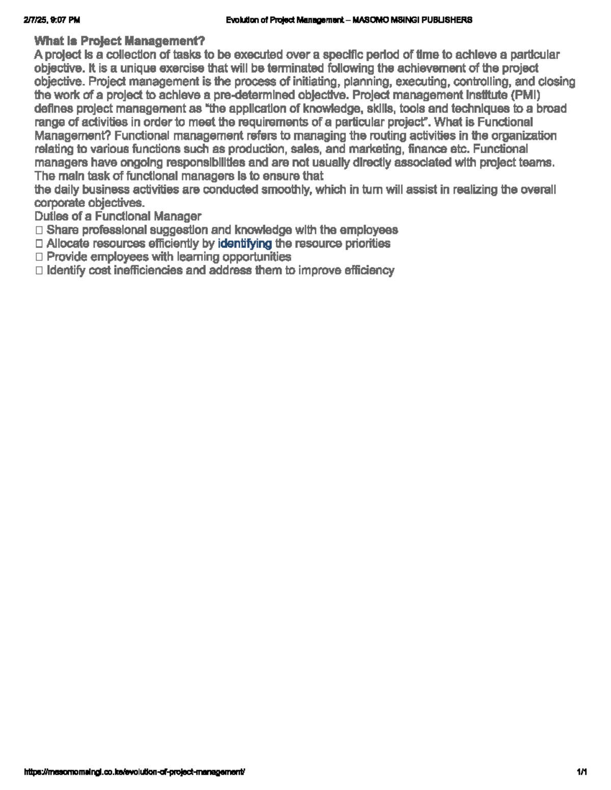 Project planning - 9:07 PM Evolution of Project Management MASOMO ...