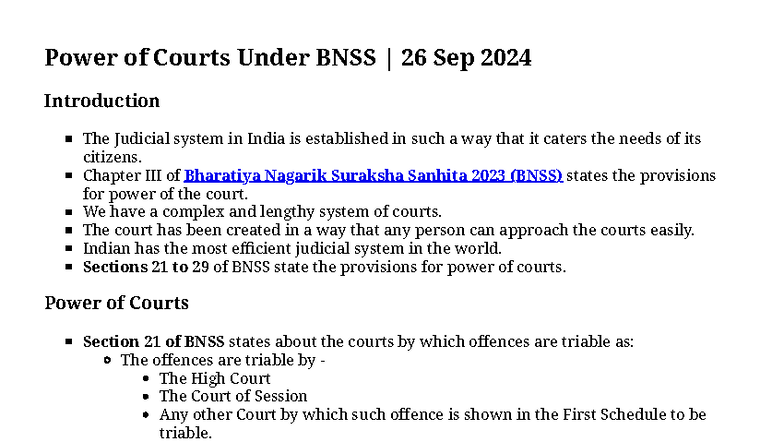 Power of Courts Under BNSS: Key Provisions and Sentencing Guidelines ...