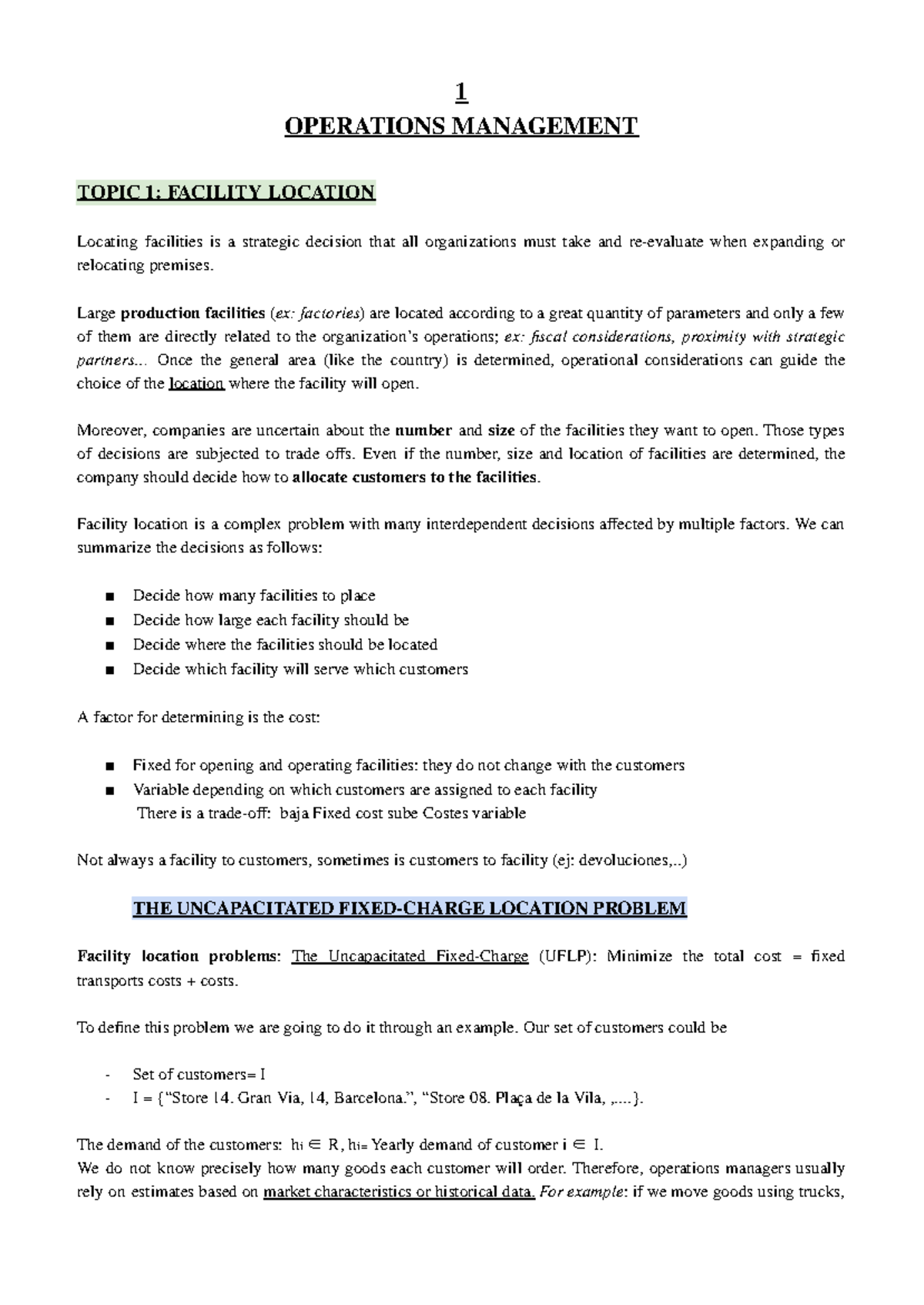 Operations Management (OM) - Facility Location & Inventory Management ...