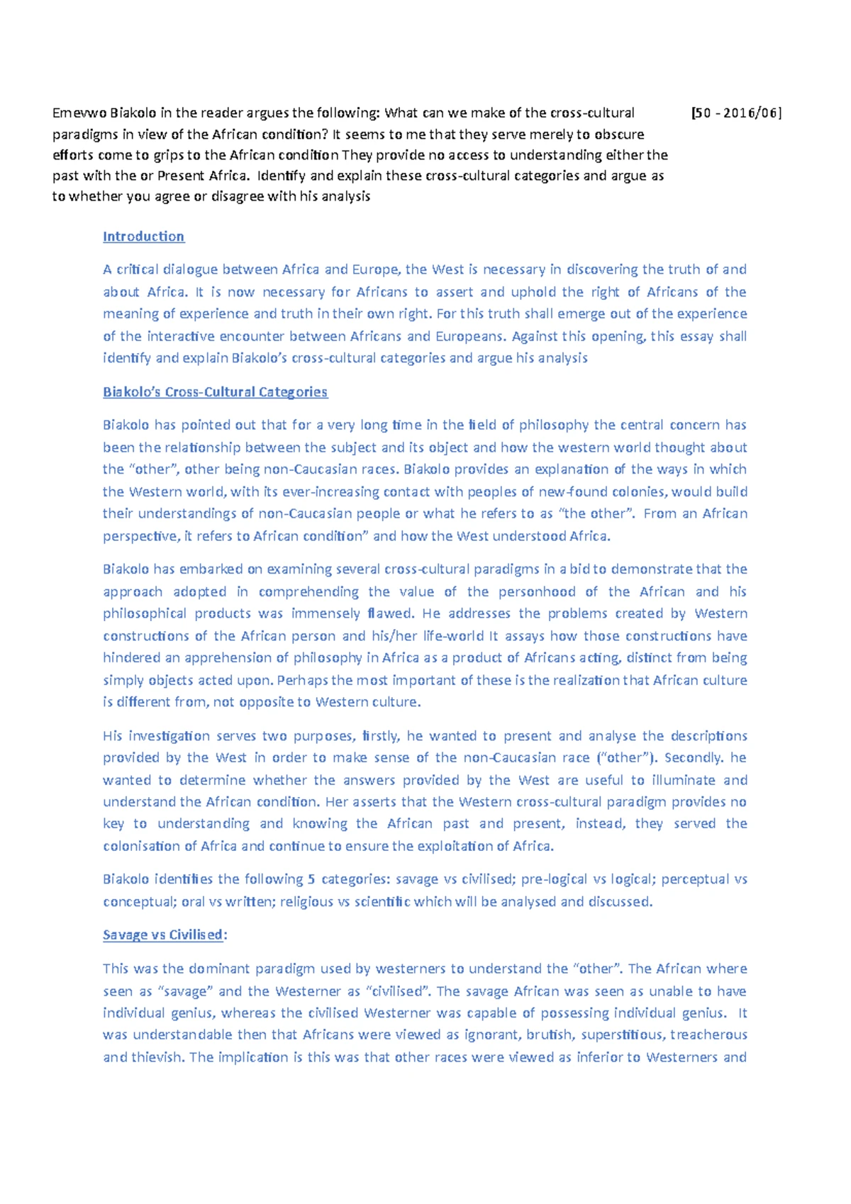 Unit 5 - Morality in African thought - Morality Morality in terms of ...