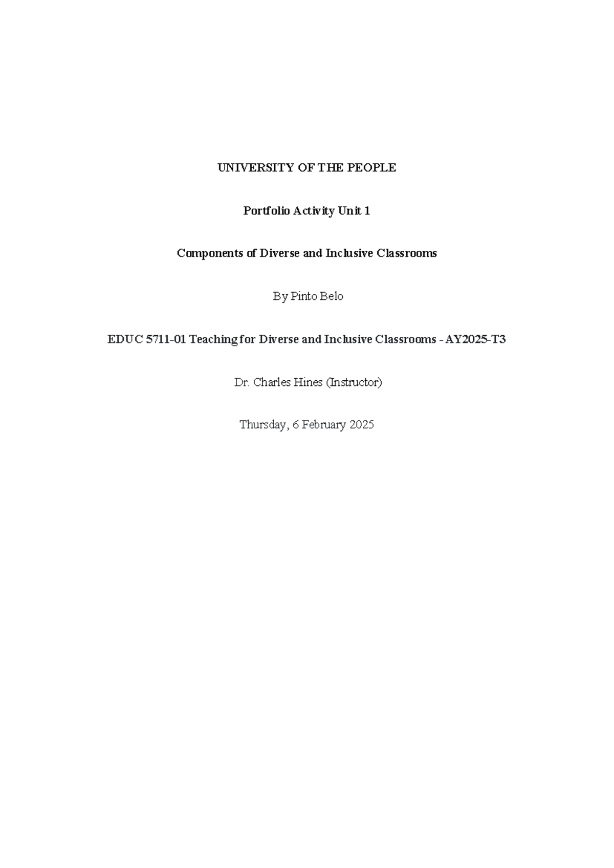 Portfolio activity unit 1 - UNIVERSITY OF THE PEOPLE Portfolio Activity ...