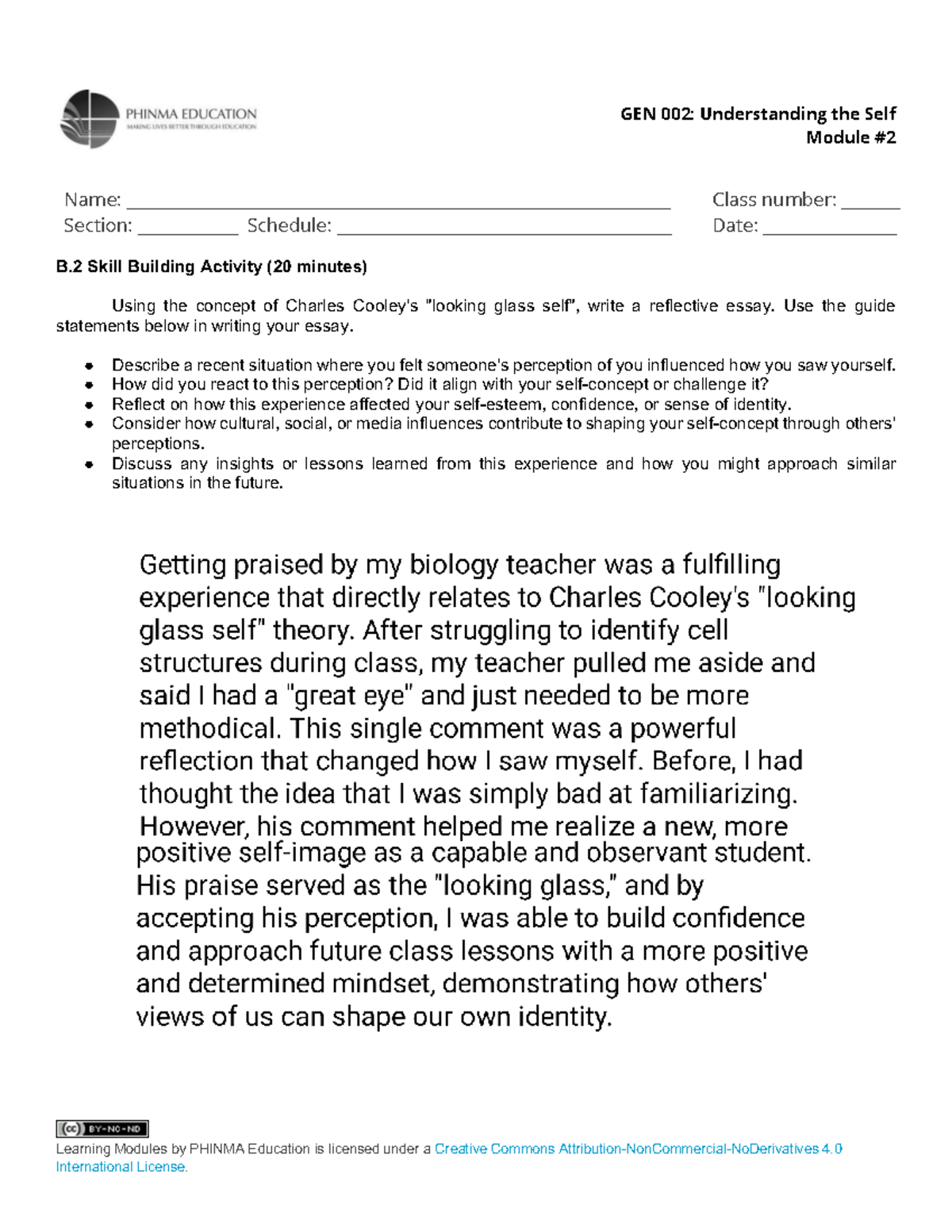 GEN 002: Reflective Essay on Self-Perception and Identity - Studocu