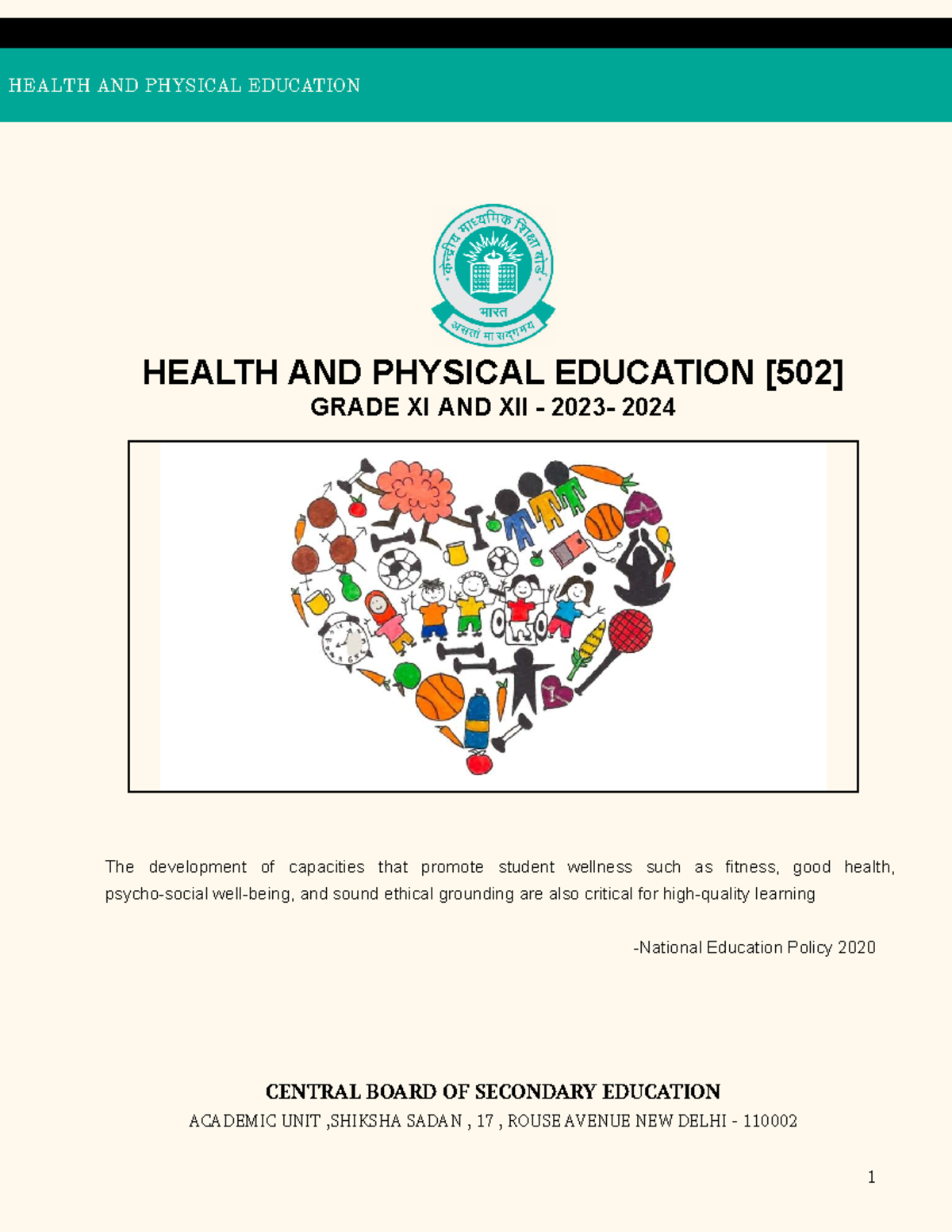 HPE 502: Health and Physical Education Syllabus for Grades XI & XII ...