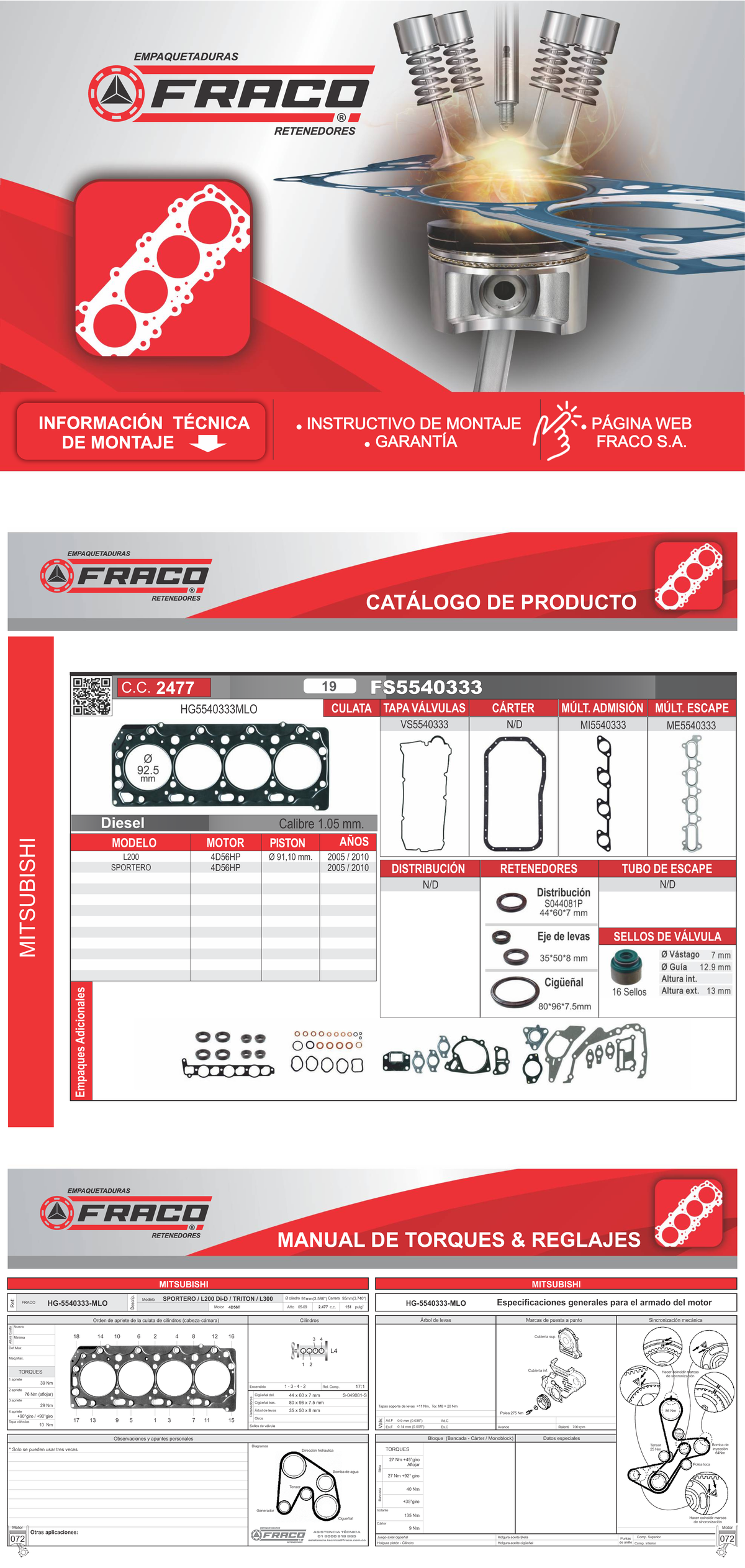 Torques Manual para Motor Mitsubishi L200 4D56T (2006-2014) - Studocu