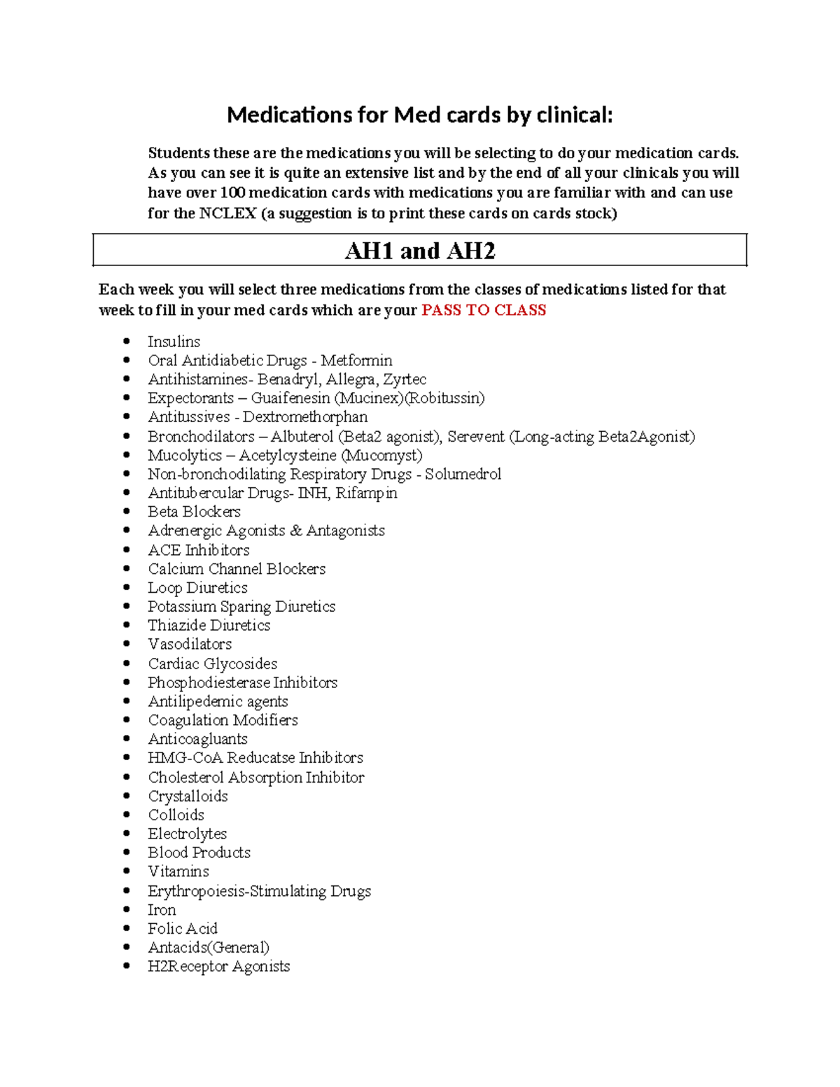 Medications for Med cards all levels - Medications for Med cards by ...