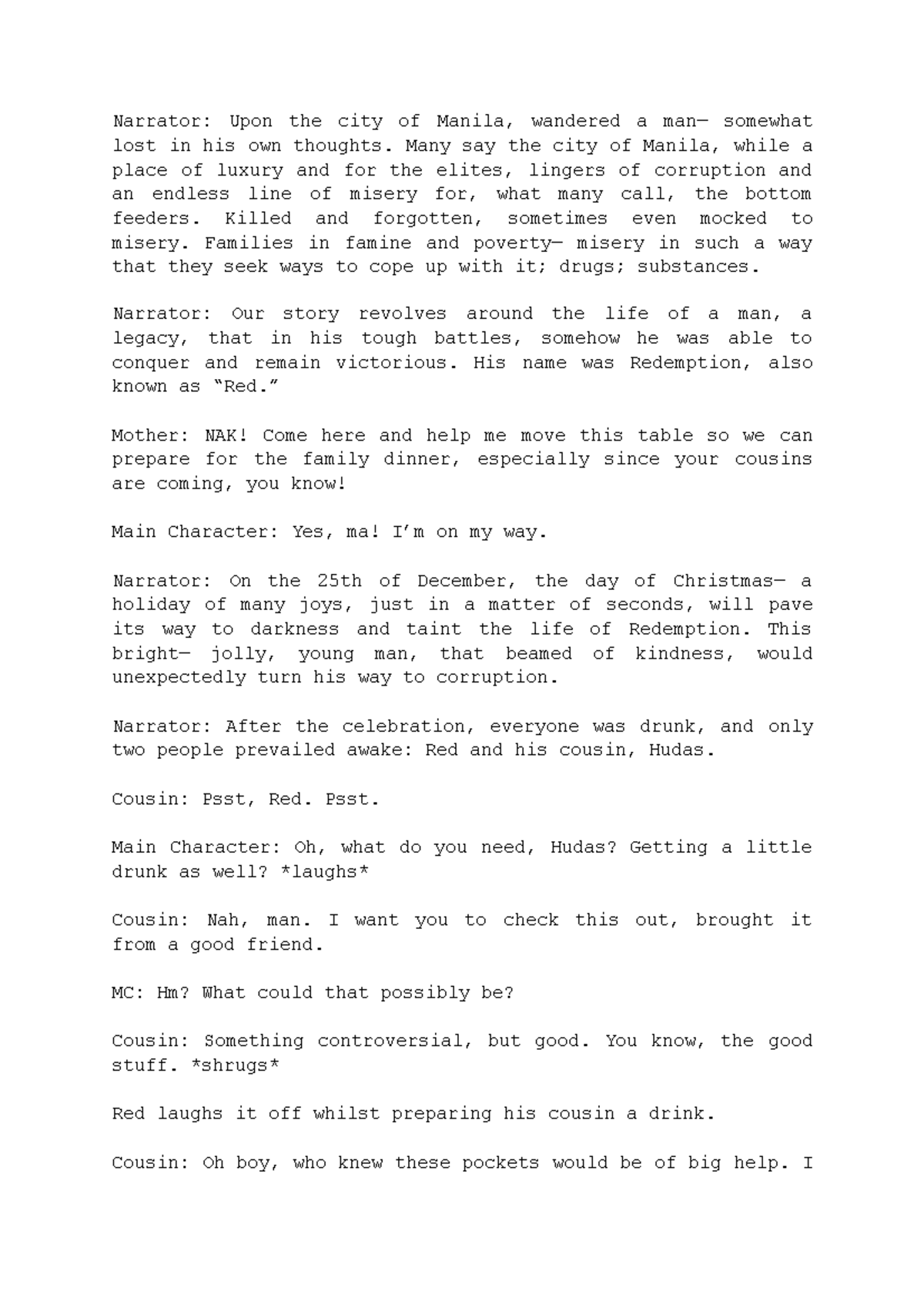 Mapeh-Roleplay-Script - Narrator: Upon the city of Manila, wandered a ...