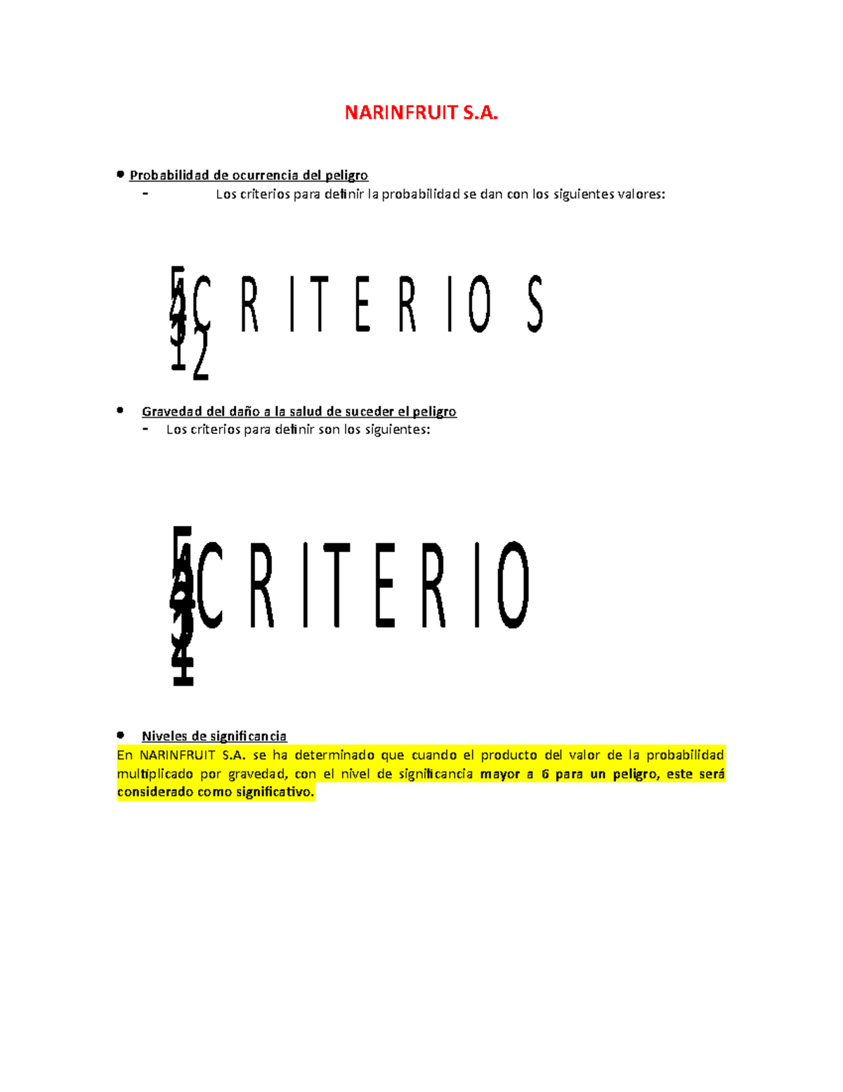 1.-IPER.Sy SO.Narinfruits SA - NARINFRUIT S. Probabilidad de ocurrencia ...