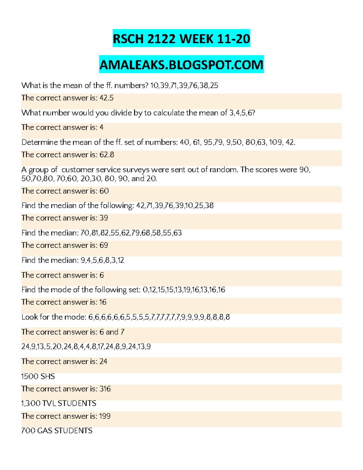 RSCH 2122 Final Exam Review: Mean, Median, Mode & Research Methods ...