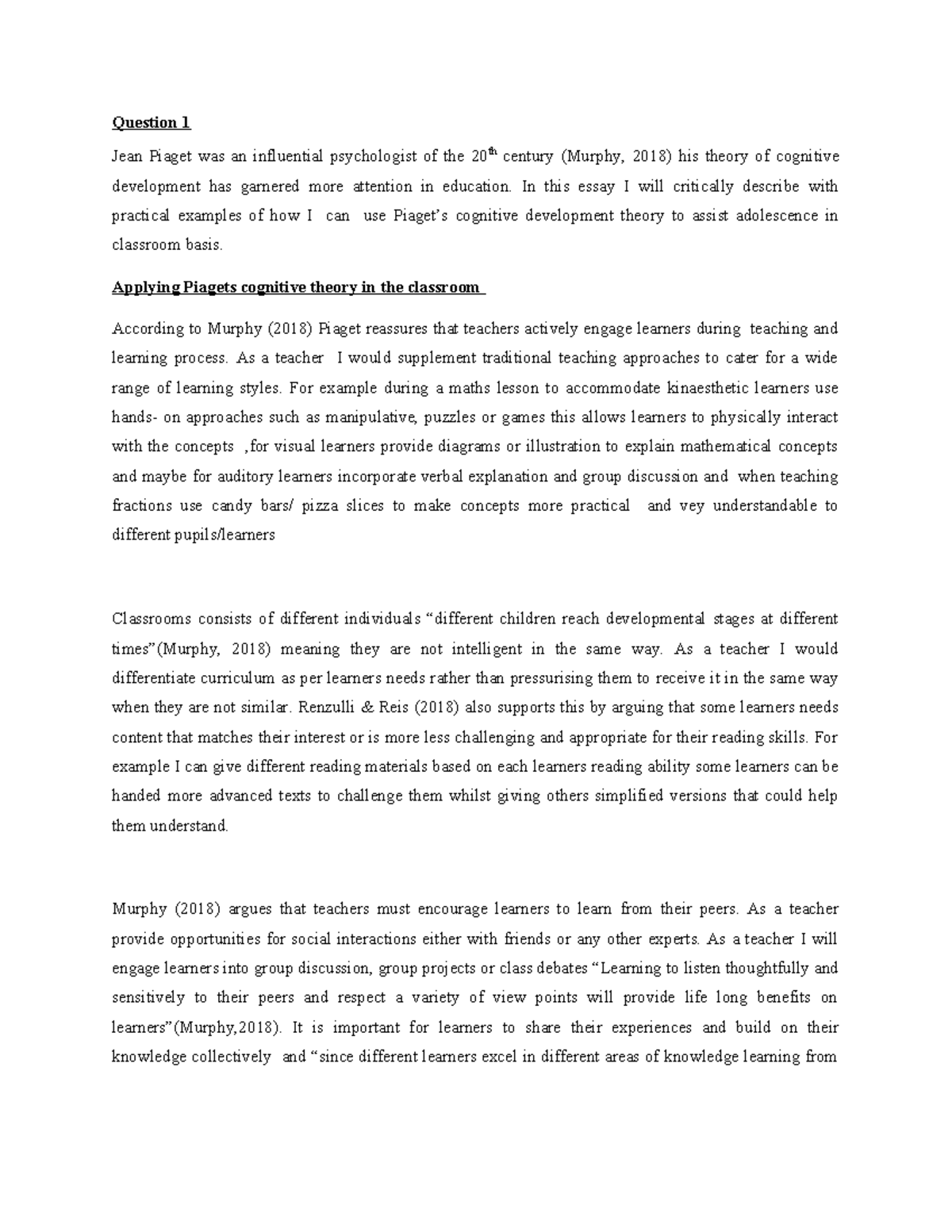 EST 101: Applying Piaget's Cognitive Development Theory in Education ...