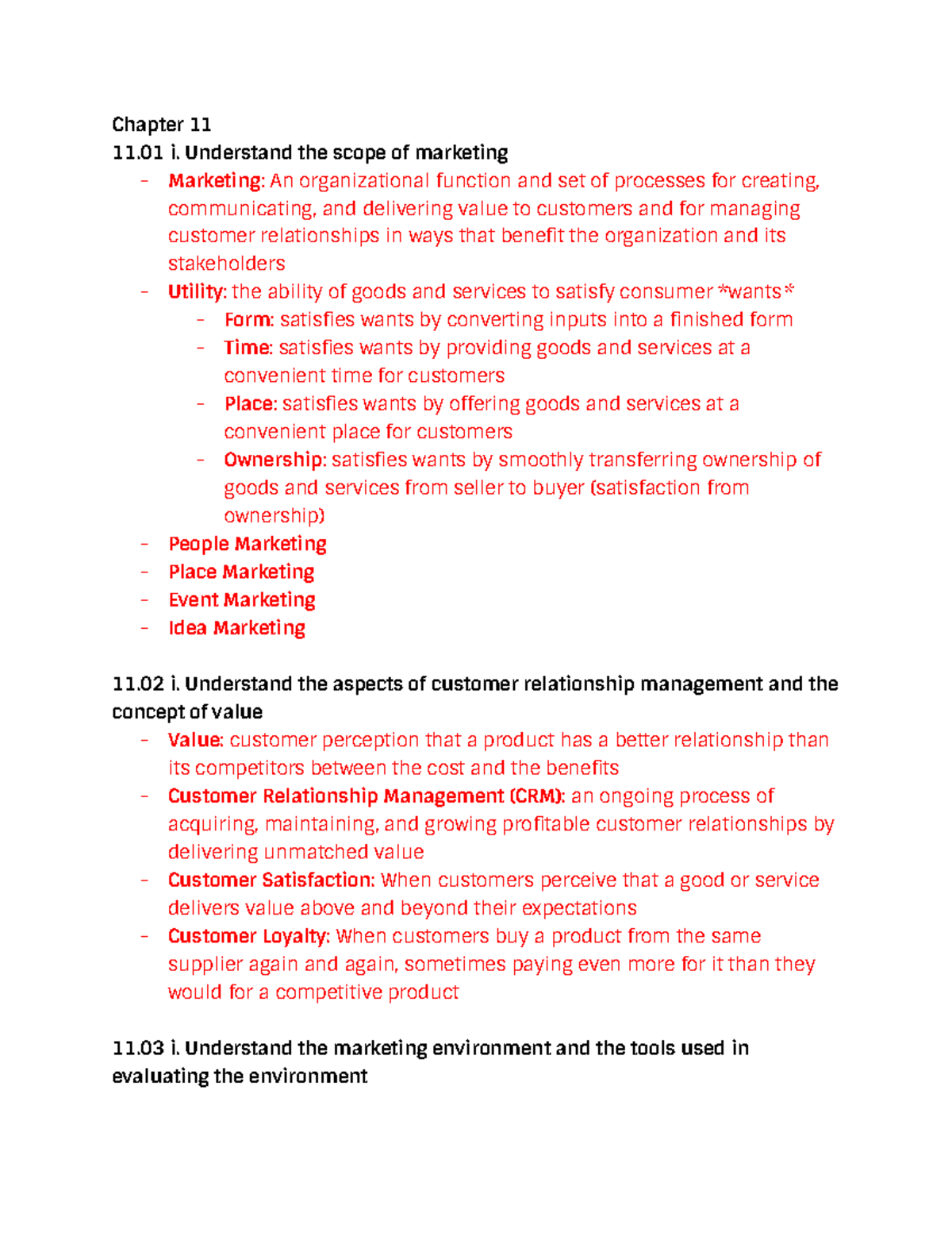 BUS 101 Final Study Guide: Key Concepts and Chapter Summaries - Chapter 11 11 i. Understand the ...