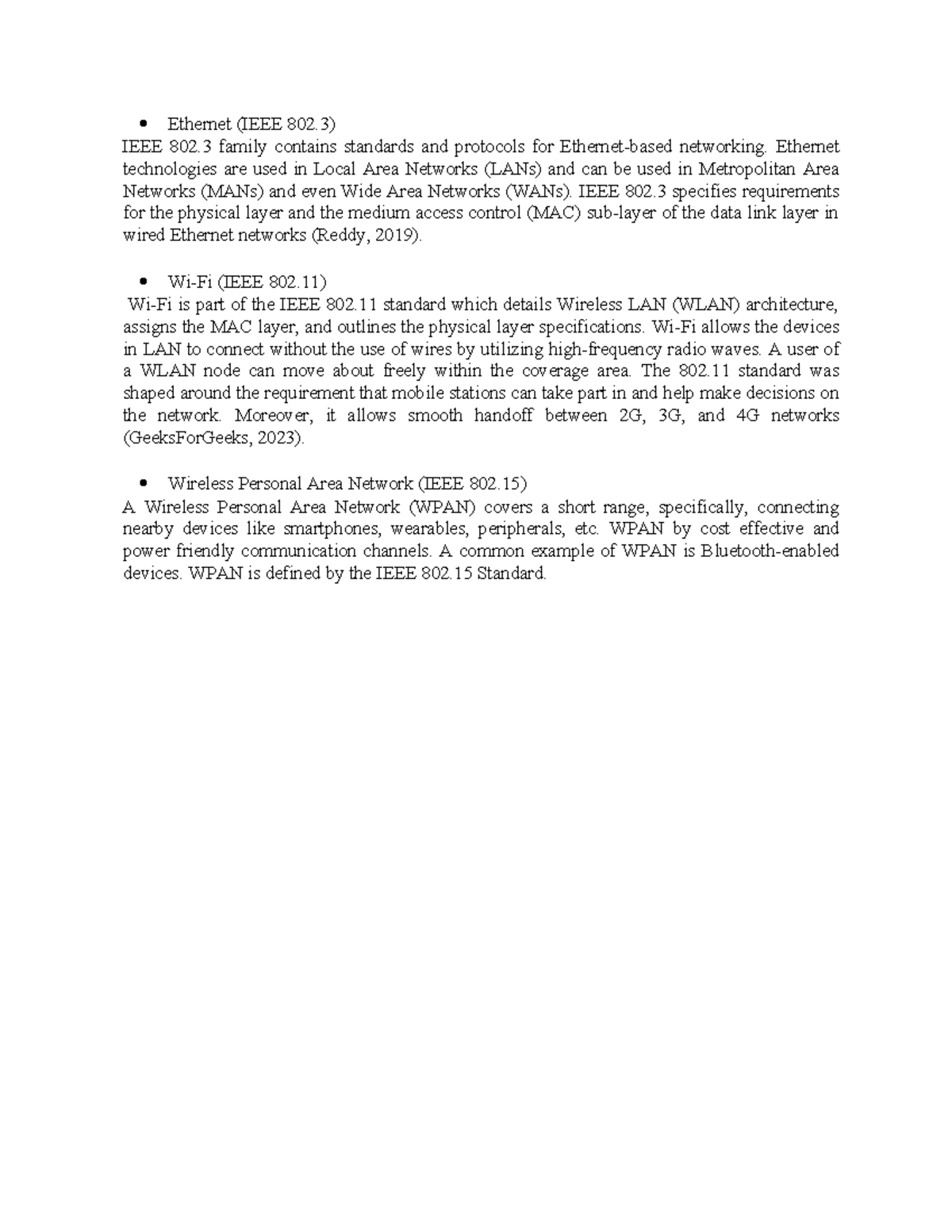 Ethernet & Wireless Networking Standards (802.3, 802.11, 802.15) Notes ...