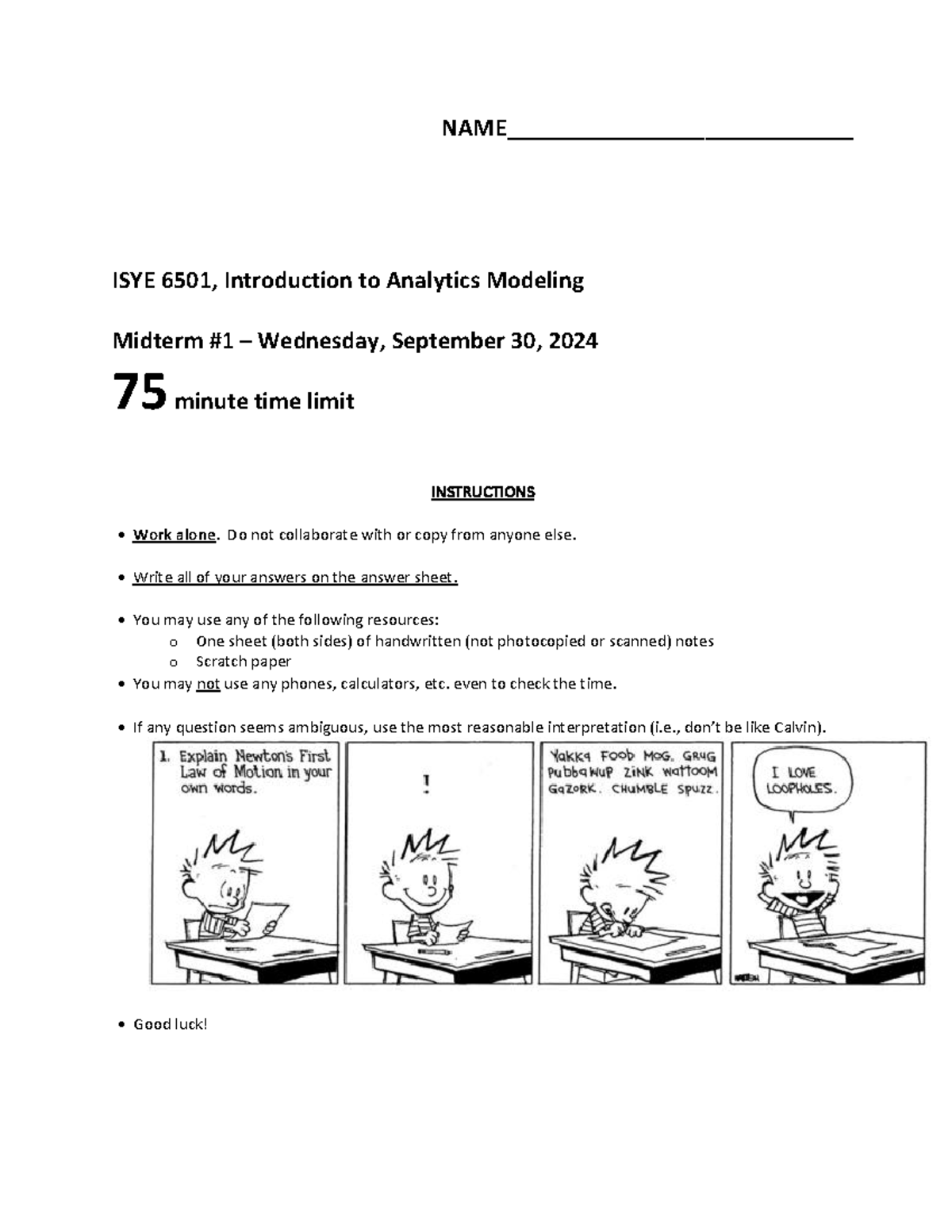 ISYE6501 Midterm 1 Solutions - Comprehensive Answer Key - Studocu
