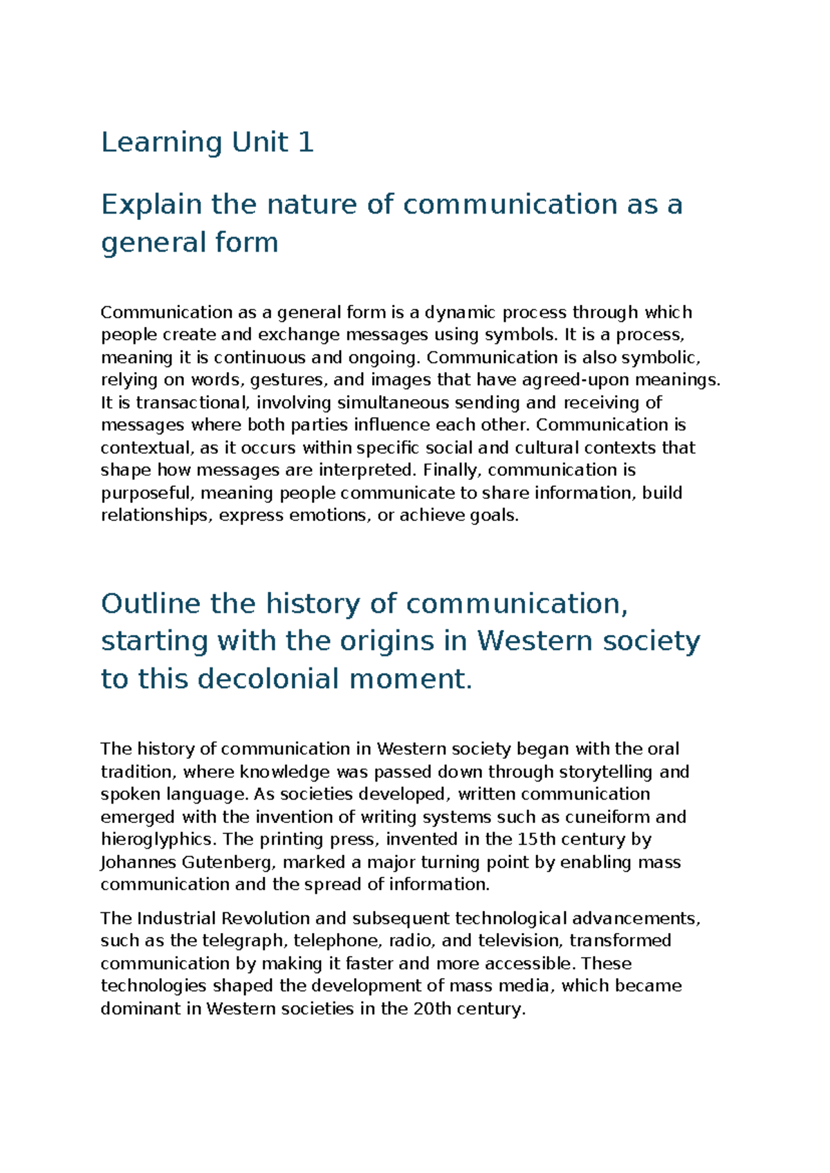 COM1511 Summary: Understanding Communication Dynamics and Contexts ...