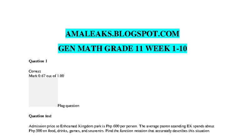 GEN MATH GRADE 11 WEEK 1-10: Function Notation Exercises - Studocu