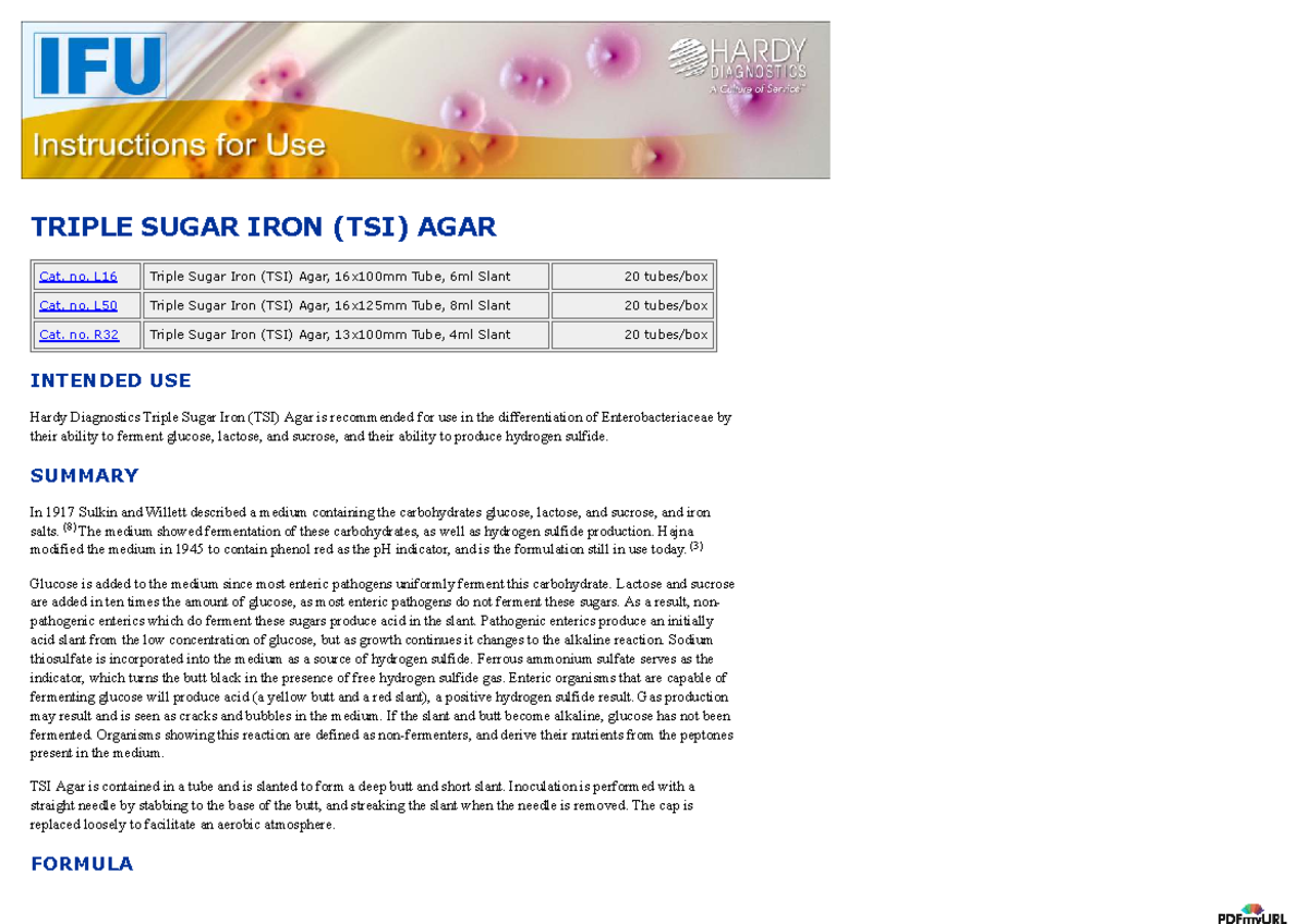 Triple sugar iron agar - English - TRIPLE SUGAR IRON (TSI) AGAR Cat. no ...