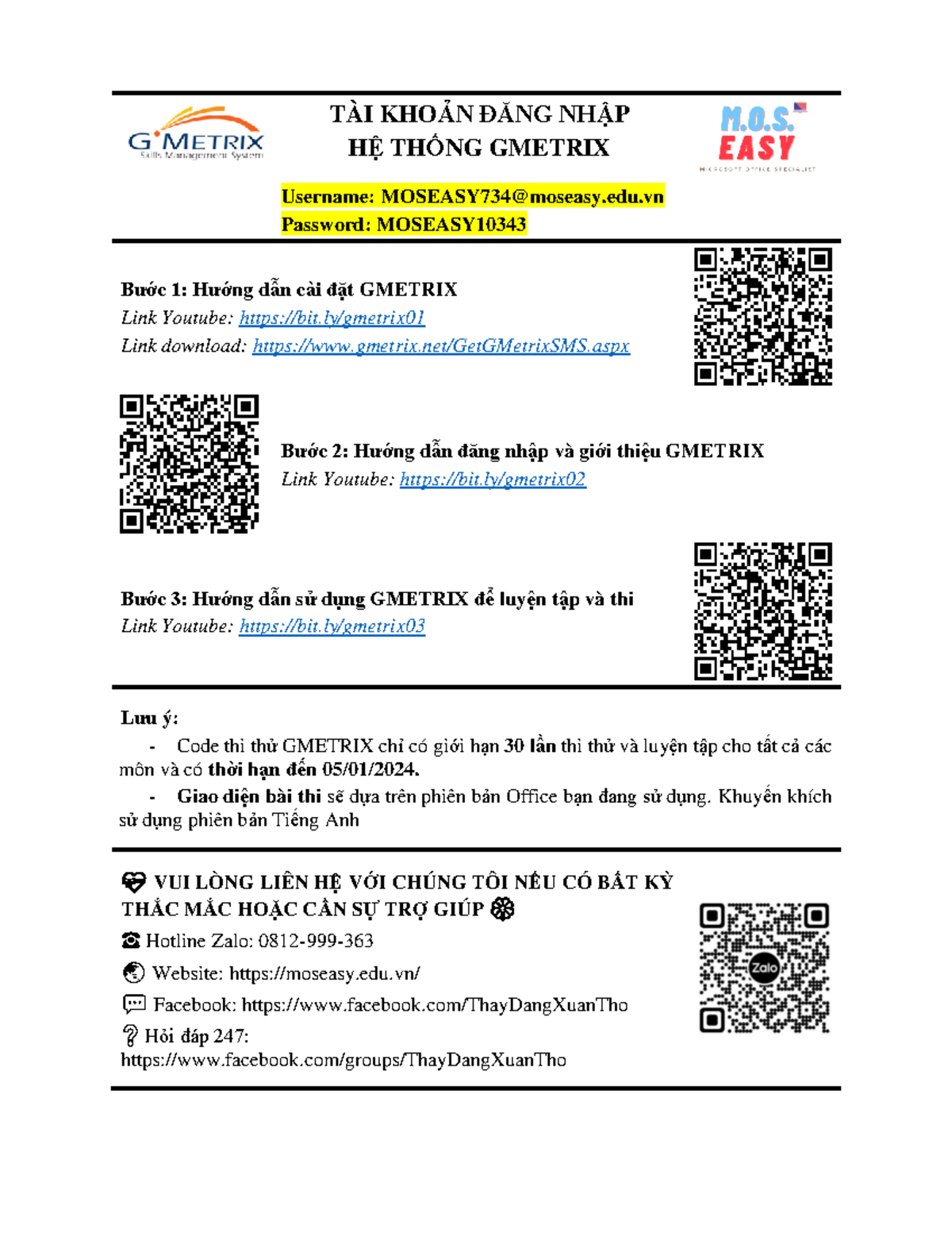 Hướng dẫn sử dụng Code thi thử GMETRIX 30 lần mos24 - Studocu