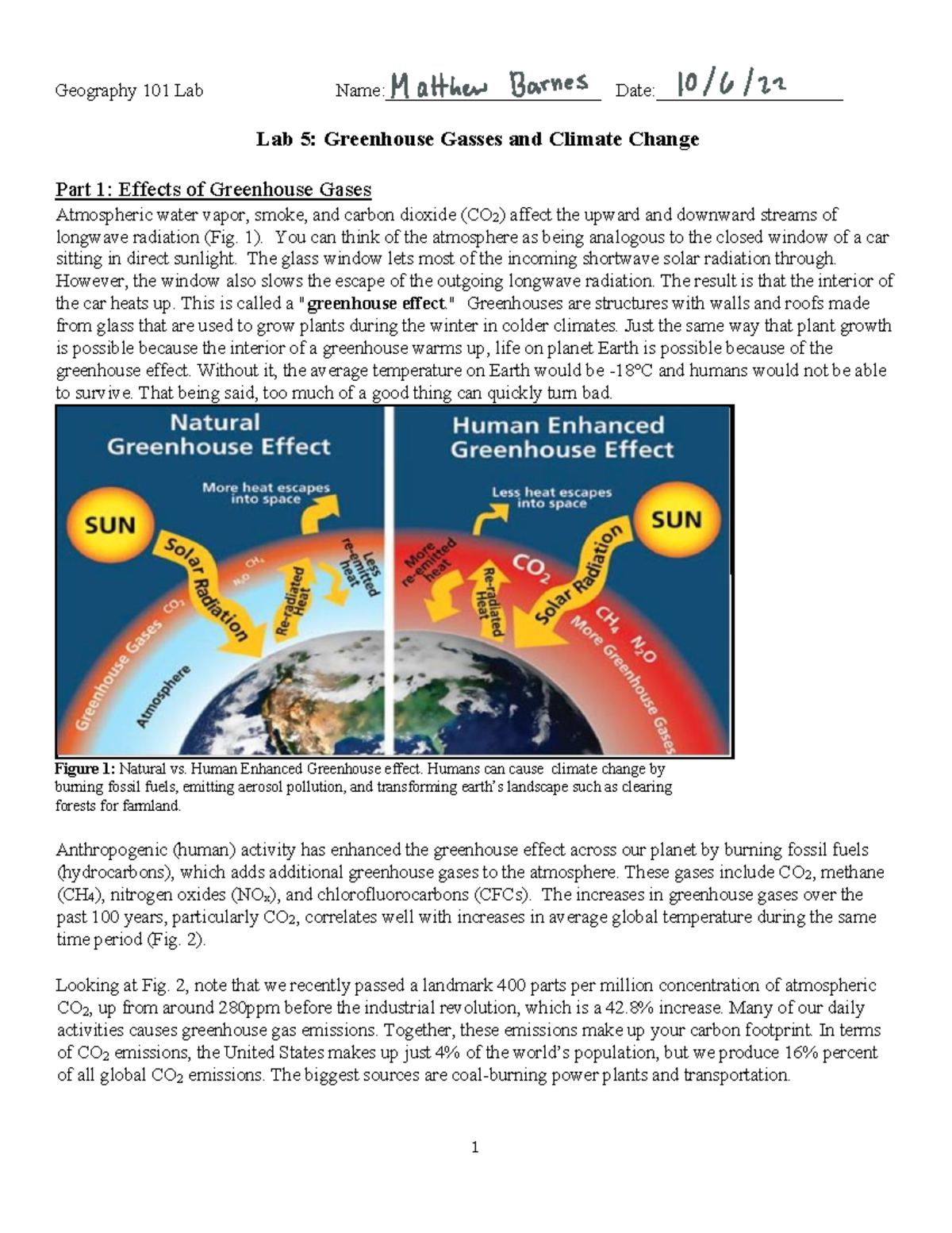 Geography 101 Lab 5: Greenhouse Gases and Climate Change Overview - Studocu