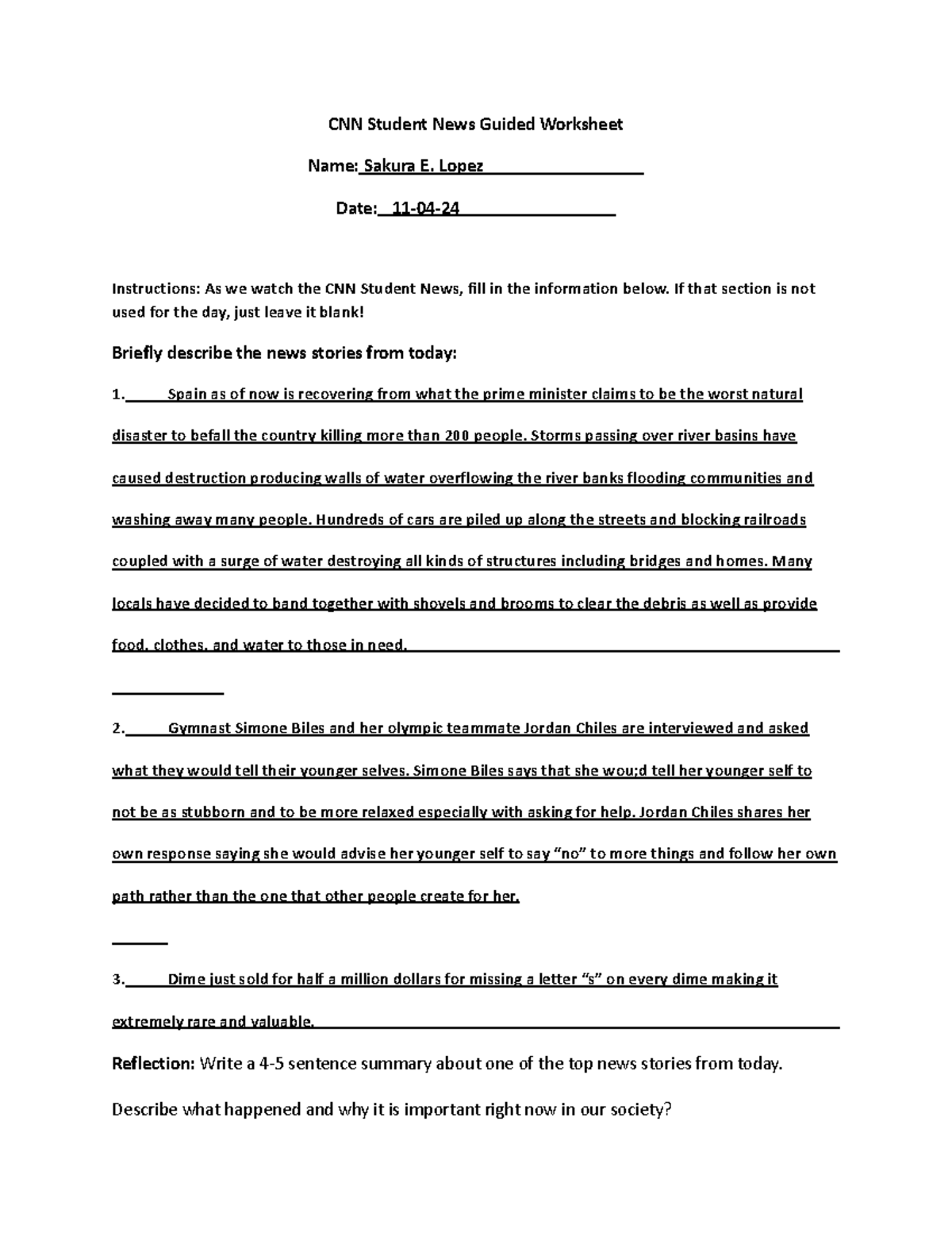 CNN Student News Guided Worksheet (11) - CNN Student News Guided ...