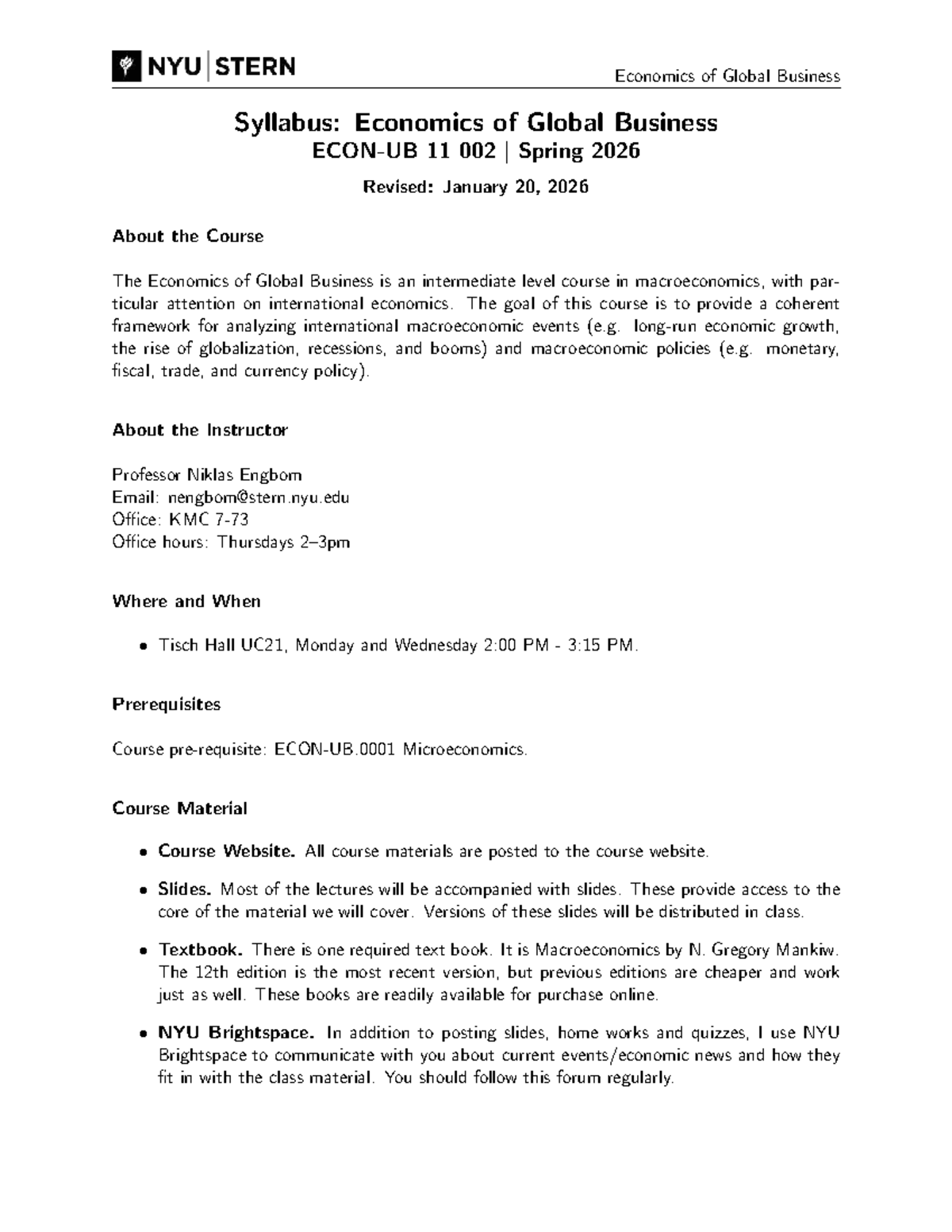 Economics of Global Business Syllabus: EGB 11 002 Spring 2026 - Studocu