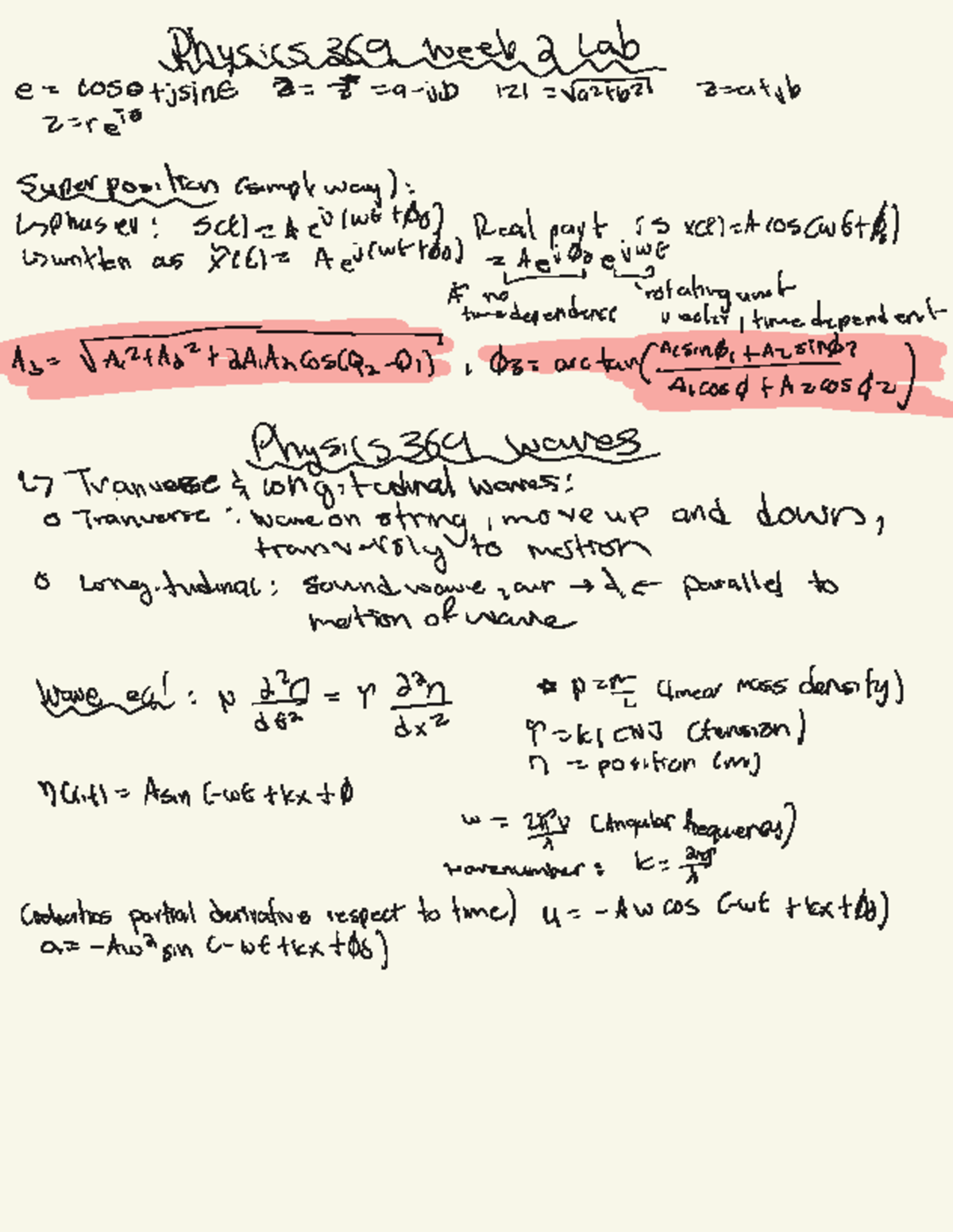 Lab Notes 369: Superposition and Wave Motion Concepts - Studocu