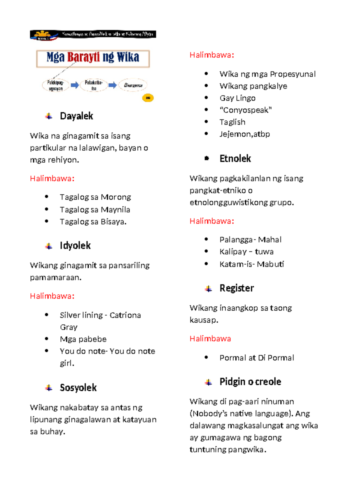 Barayti ng Wika: Idyolek, Sosyolek, at Etnolek na Halimbawa - Studocu