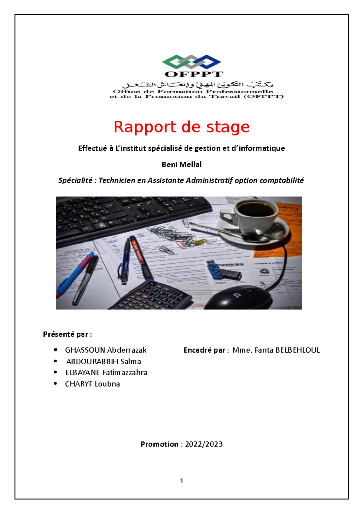 Rapport de Stage OFPPT - Technicien en Assistante Admin (Comptabilité) - Studocu