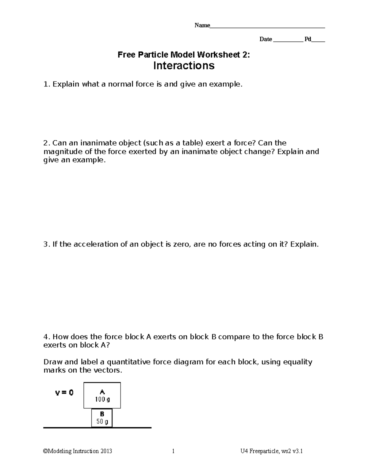 07 U4 WS2 - Free Particle Model Interactions Worksheet - Studocu