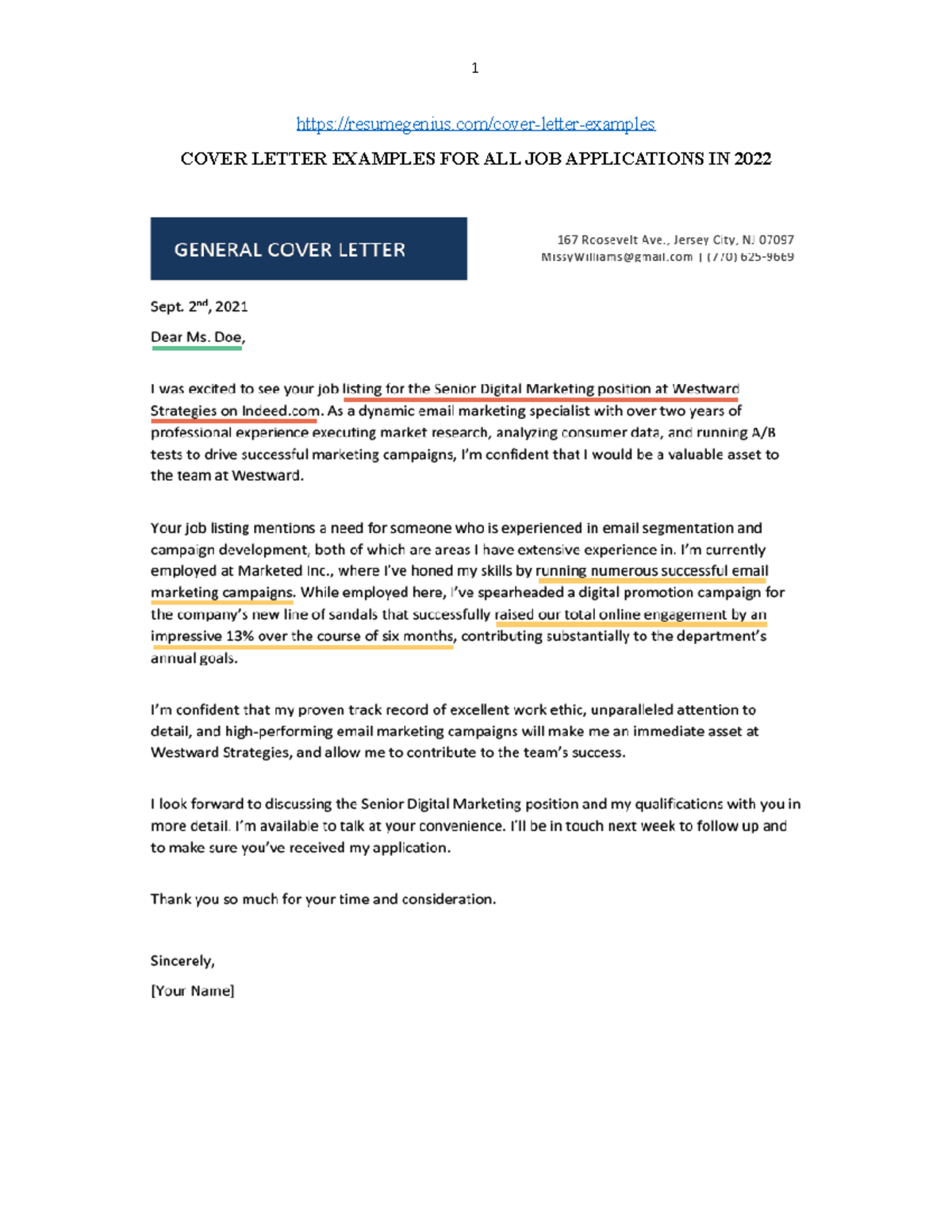 Examples Of Job Application