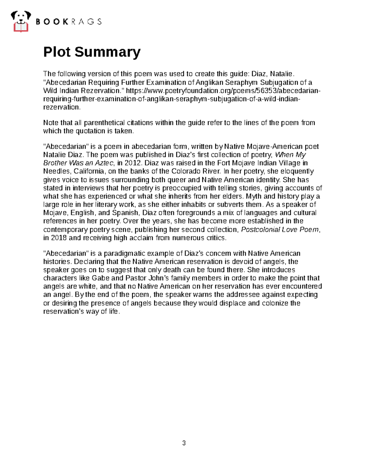 Study Guide: Analysis of Natalie Diaz's "Abecedarian" Poem - Studocu