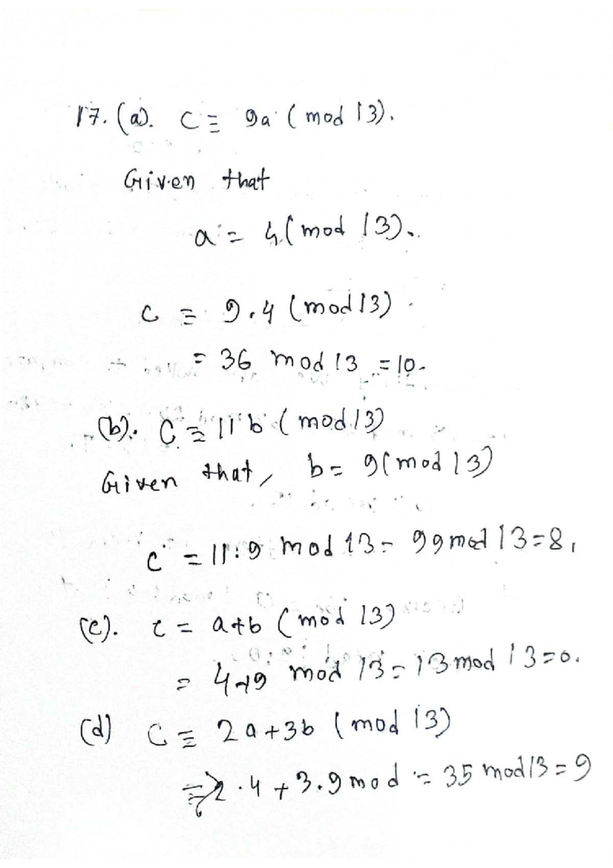 Discrete Mathematics EX 4.1 P2: Modular Arithmetic Problems - Studocu