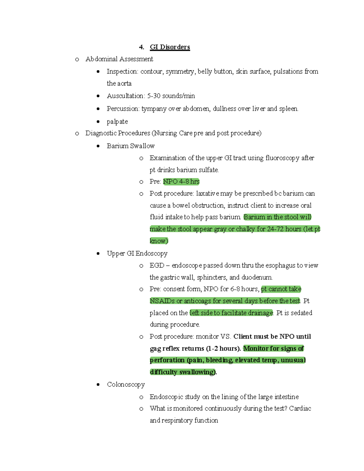 GI Disorders: Comprehensive Notes for Exam 3 (NUR 101) - Studocu