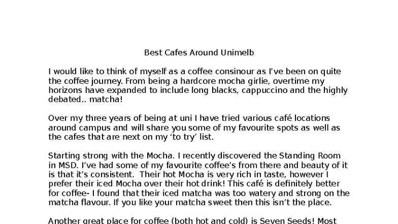 Best Cafes Near Unimelb: A Coffee Lover's Guide - Studocu