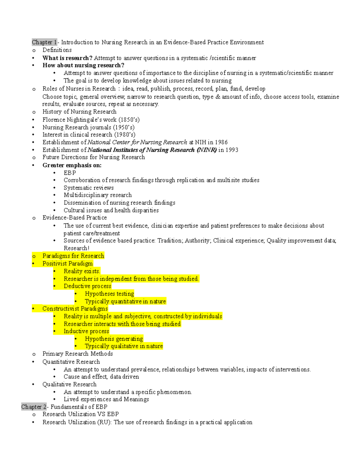 1-5 - ppt note - Chapter 1- Introduction to Nursing Research in an Evidence-Based Practice - Studocu