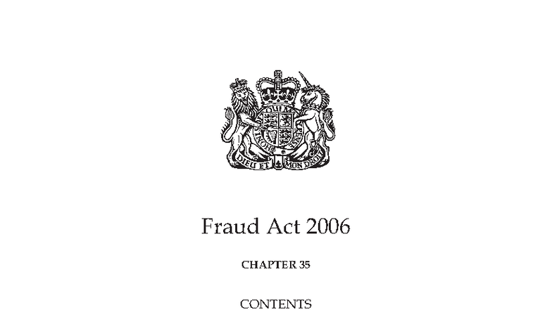 Fraud Act 2006: Comprehensive Overview and Key Provisions - Studocu