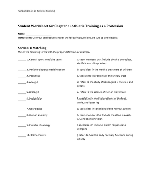 Worksheet CH04 Basics of Tissue Injuries - Fundamentals of Athletic ...