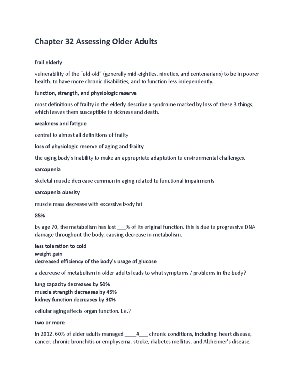 Chapter 32: Assessing Frailty and Health of Older Adults - Studocu