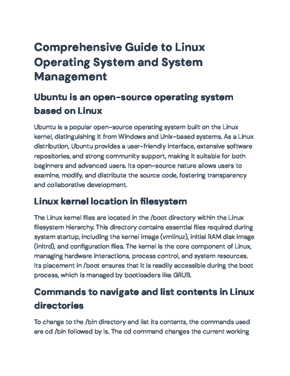 Comprehensive Guide to Linux OS: System Management & Admin (CS101) - Studocu