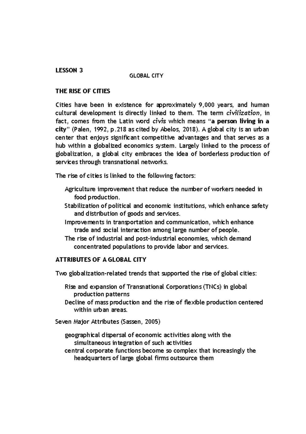 Module 3 Lesson 3: The Rise of Global Cities and Urban Challenges - Studocu