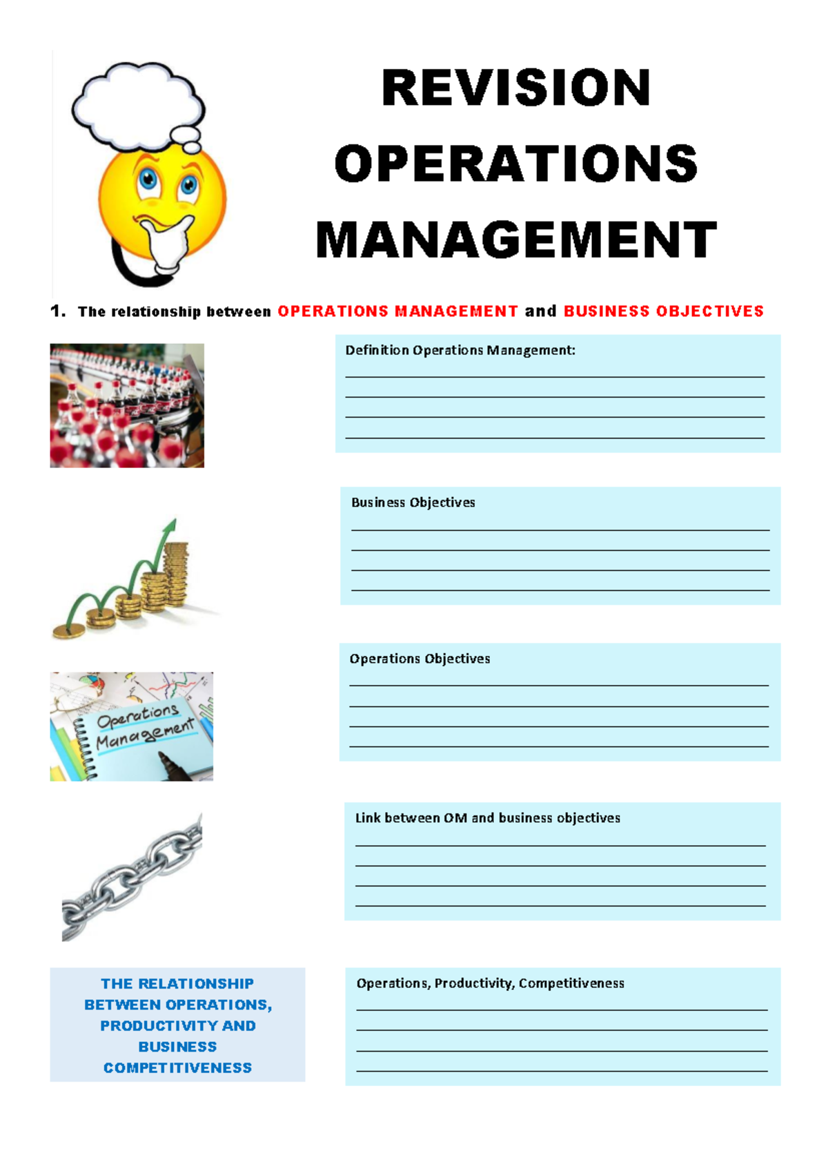 Revision Operations Management 2: Linking OM to Business Goals - Studocu