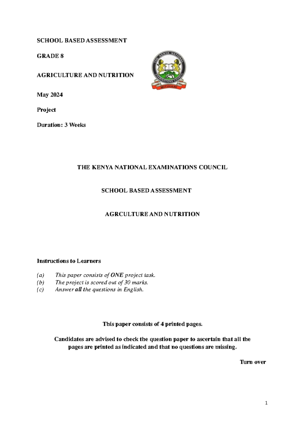 Agriculture Project: Soil Conservation Model - Grade 8 TERM 2 - Studocu