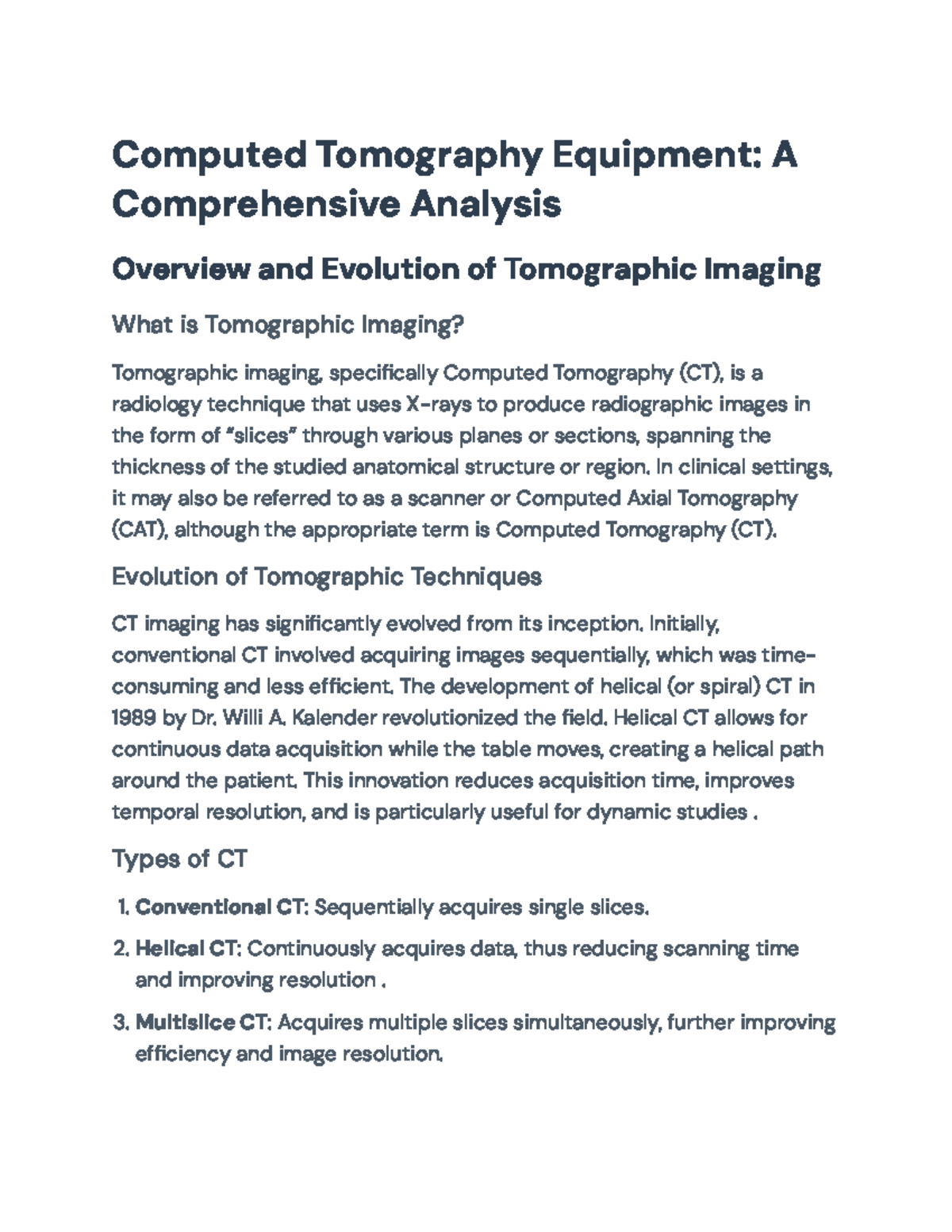 CT 101: Overview and Evolution of Computed Tomography Techniques - Studocu