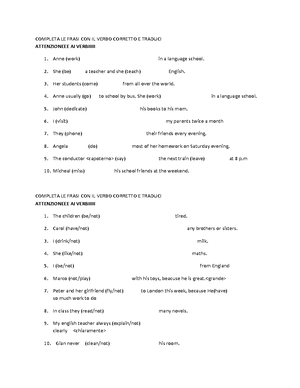 English Grammar Notes: Verbs, Tenses, and Sentence Structure (DA FARE ...