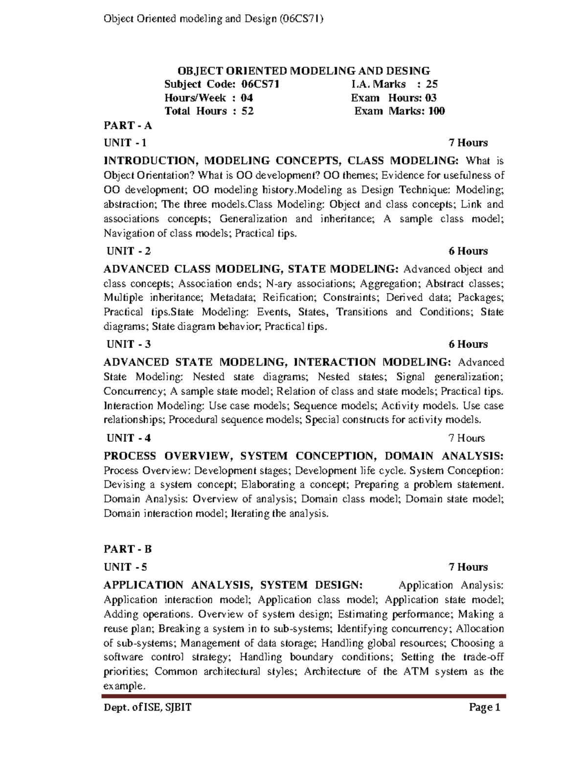 Object-Oriented Modeling & Design Notes (06CS71) - Comprehensive ...